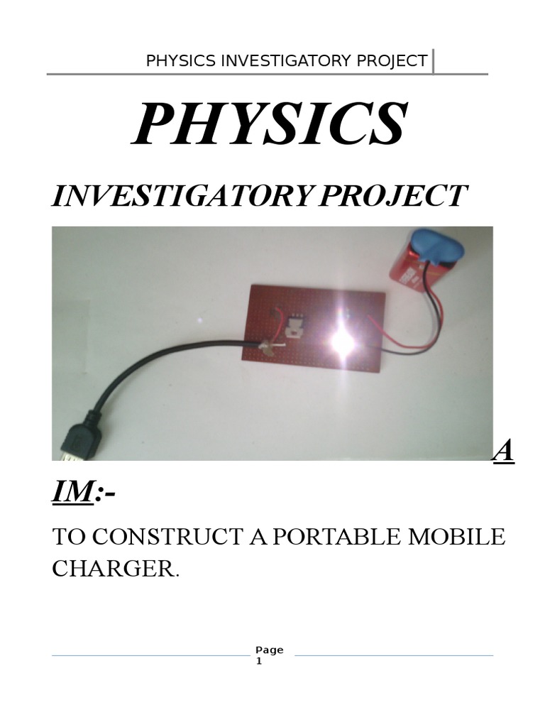 Physics Investigatory Project Class 12 | PDF | Battery Charger ...