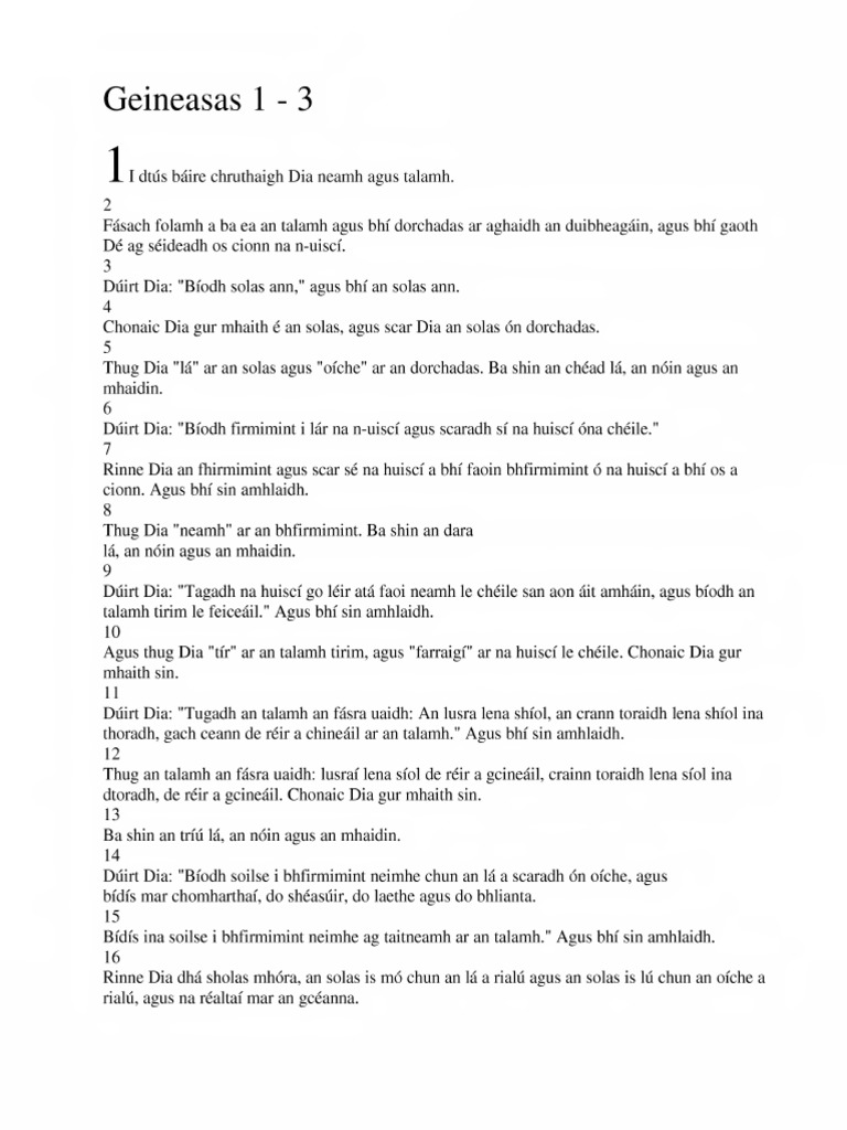 Gaelic Bible - Genesis 1 PDF | PDF