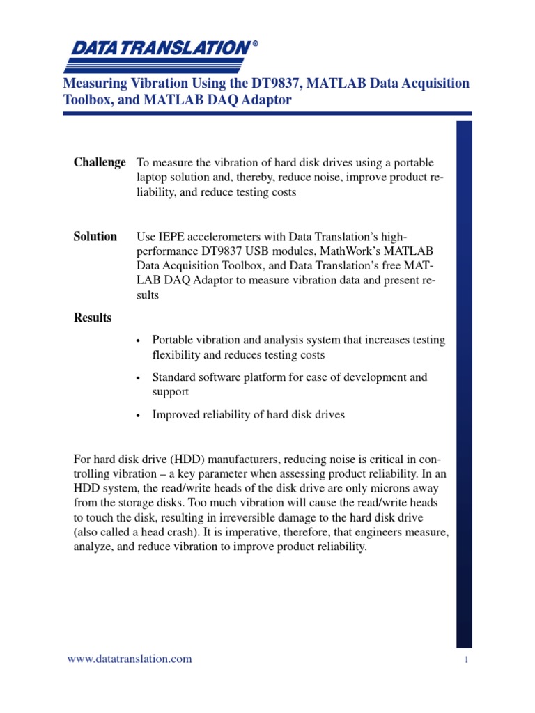 Measuring Vibration DT9837 MATLAB | PDF | Hard Disk Drive | Data Acquisition