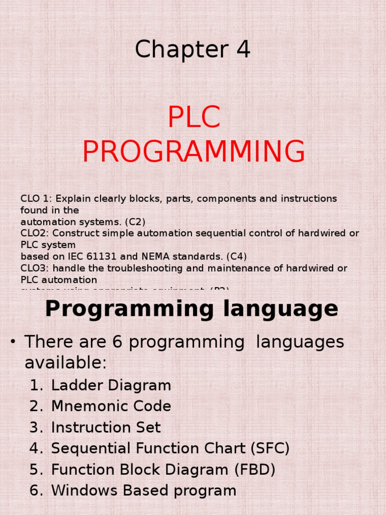 Chapter 4 - PLC Programming | Download Free PDF | Instruction Set | Programmable Logic Controller