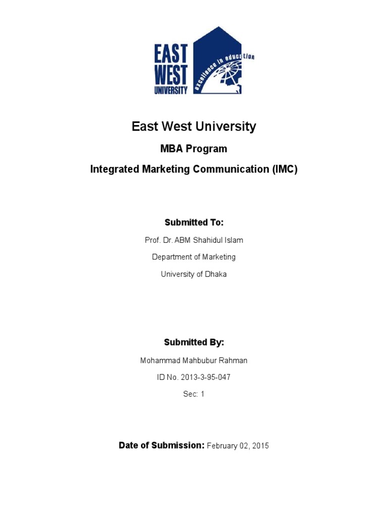 East West University: MBA Program Integrated Marketing Communication ...