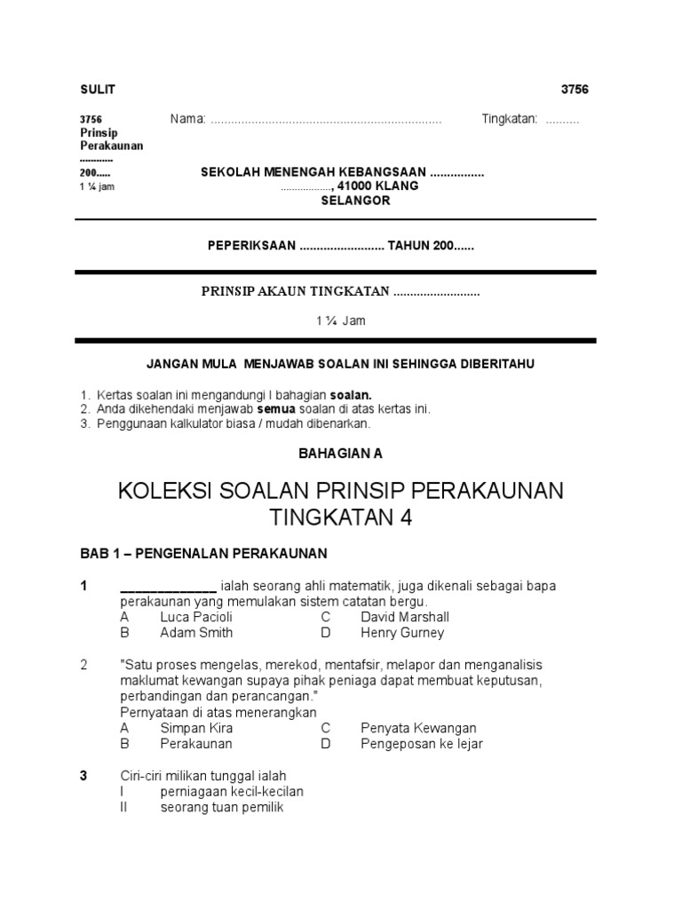 Kertas 1 Akaun SPM | PDF