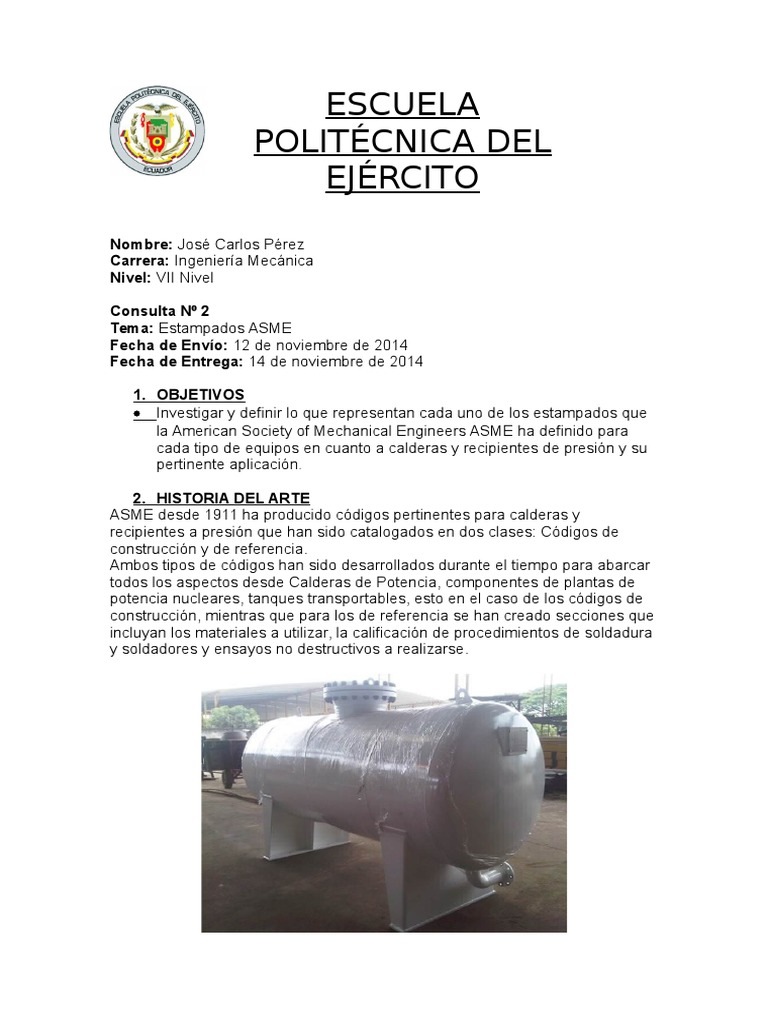 Estampados ASME en Recipientes a Presión | PDF | Ingeniería mecánica ...