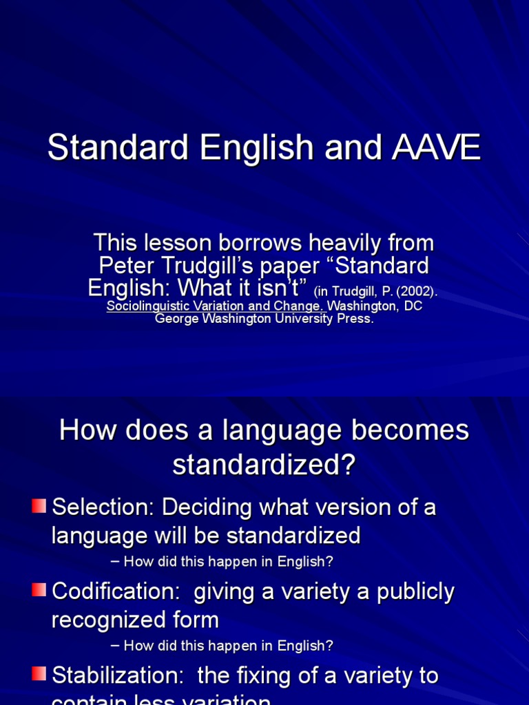 African American Vernacular English | PDF | Accent (Sociolinguistics ...