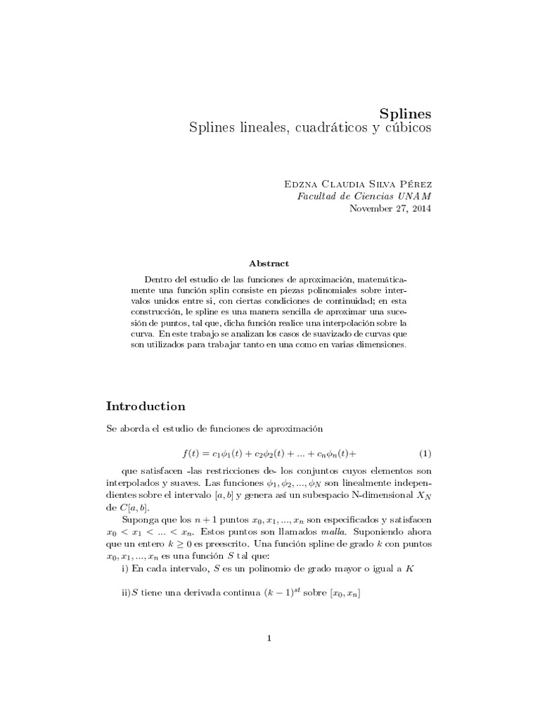 Aproximación de funciones mediante splines: Análisis de splines lineales, cuadráticos y cúbicos ...