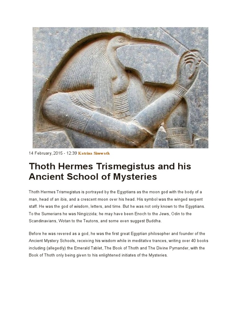 Thoth Hermes Trismegistus and His Ancient School of Mysteries | PDF ...