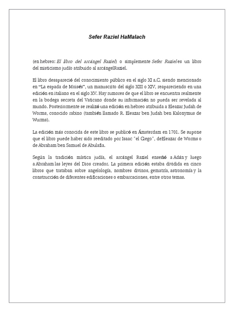 Sefer Raziel HaMalach | PDF | Religiones religiosas | Teología