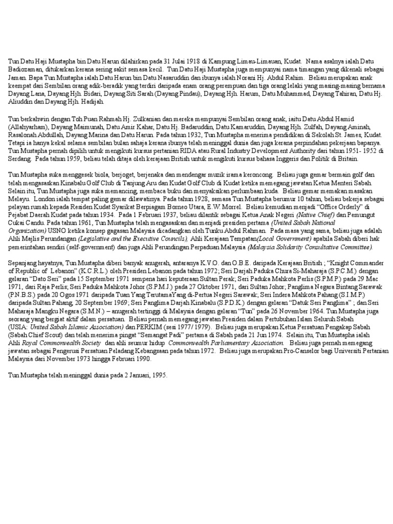 Tun Datu Haji Mustapha | PDF