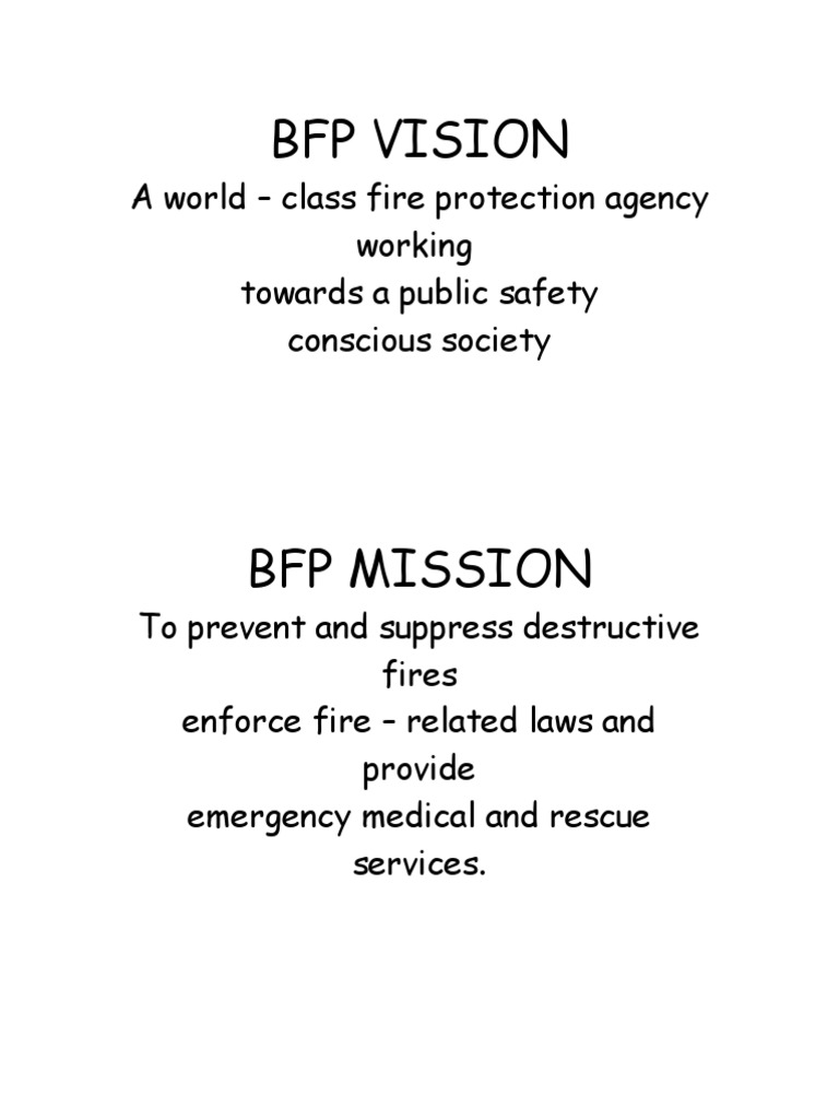 BFP Mission Vision | PDF | Law Enforcement | Crime & Violence