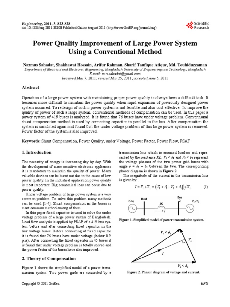 Power Quality Improvement of Large Power System Using A Conventional ...