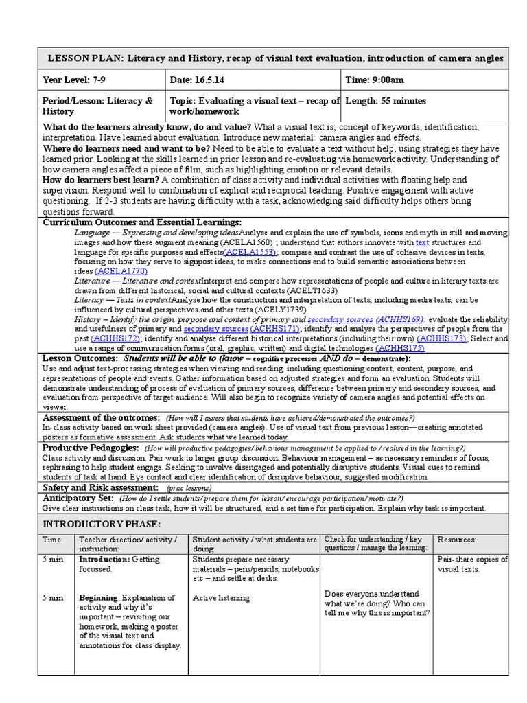 Evaluating Visual Texts in Literacy | PDF | Educational Assessment ...