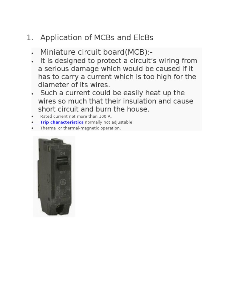 MCBs and ELCBs: Circuit Protection Explained | PDF