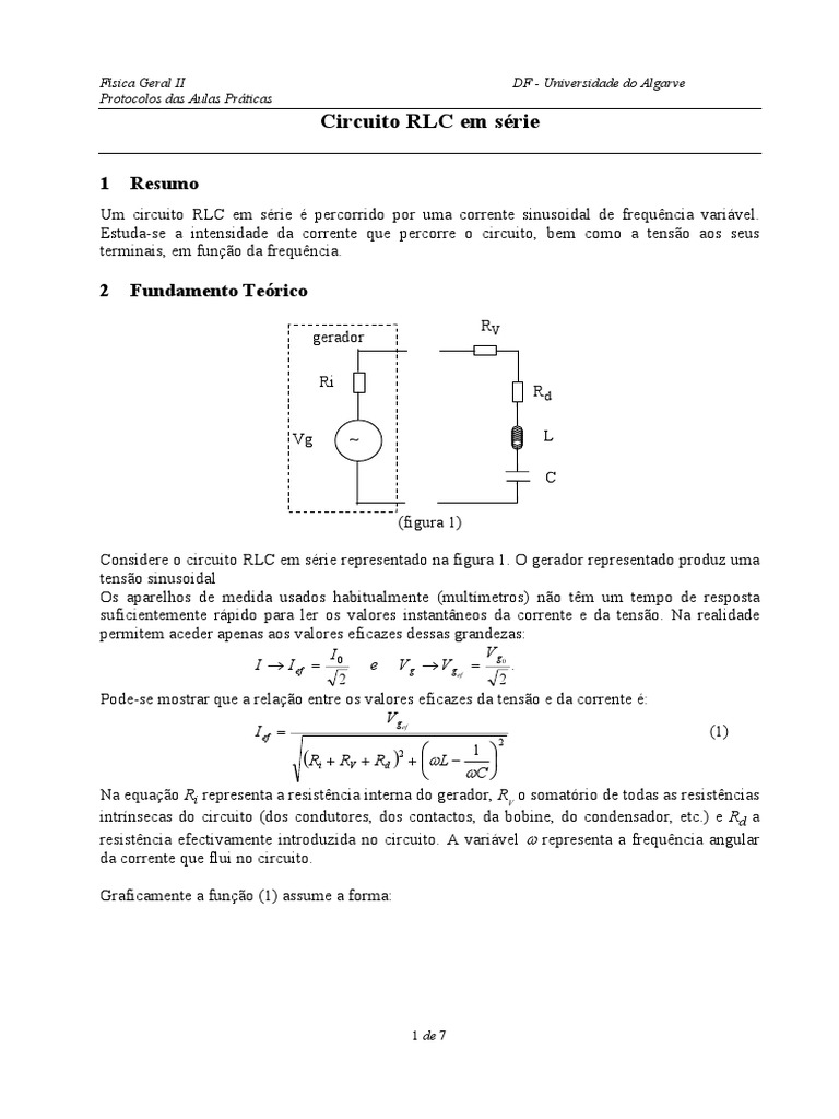 Análise de Circuito RLC em Série | PDF | Rede elétrica | Eletromagnetismo