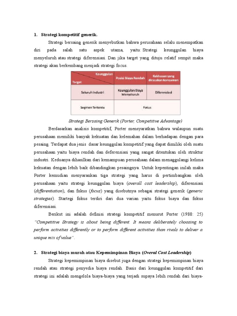 Strategi Kompetitif Generik | PDF | Bisnis