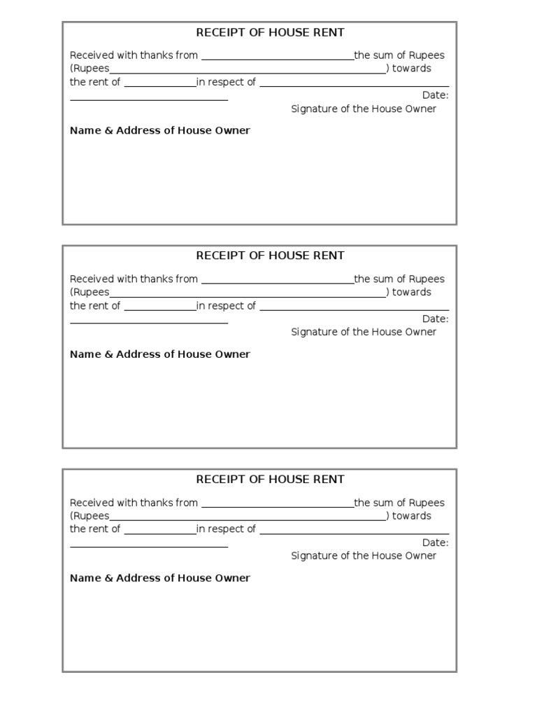 Receipt of House Rent | PDF