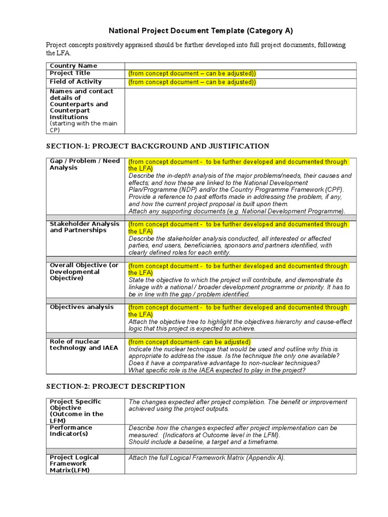 National Project Document Template 2012-01-10 | PDF | Risk Management ...