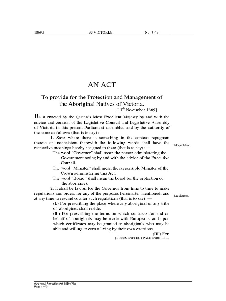 Aboriginal Protection Act 1869 | PDF | Public Law | Virtue