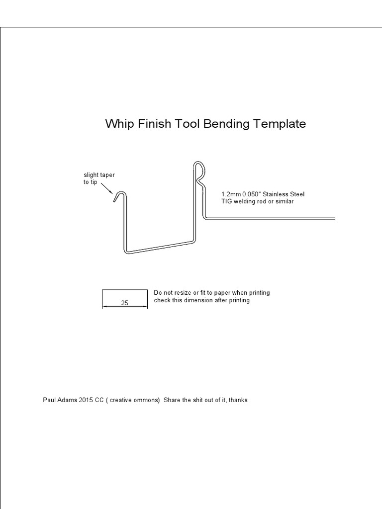 Whip Finish Tool Bending Template | PDF