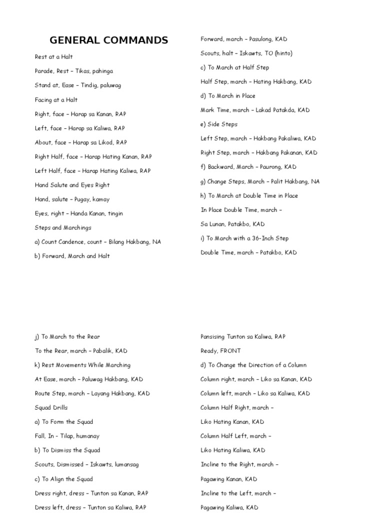 BSP General Commands | PDF | Tagalog Language | Philippines