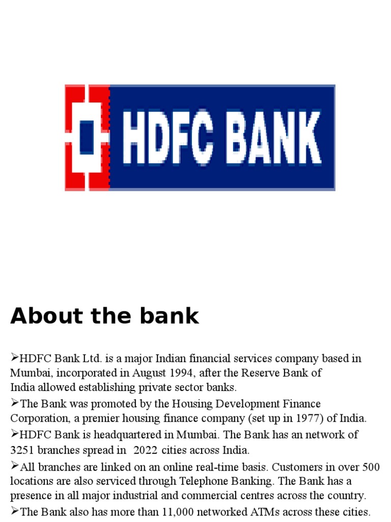 HDFC Presentation | PDF | Banks | Debit Card