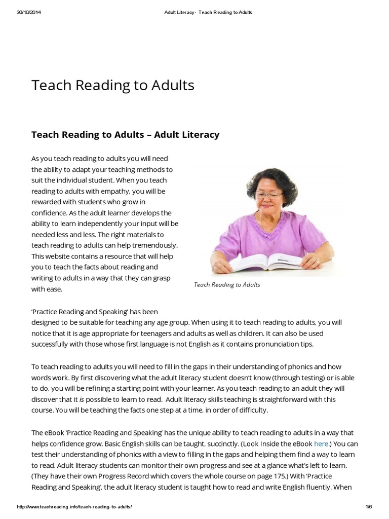 Adult Literacy - Teach Reading To Adults | PDF