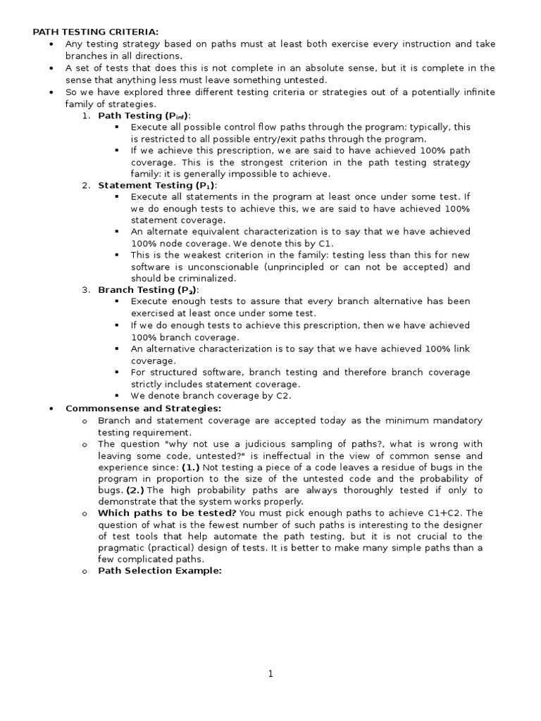 Path Testing Criteria | PDF | Control Flow | Correlation And Dependence