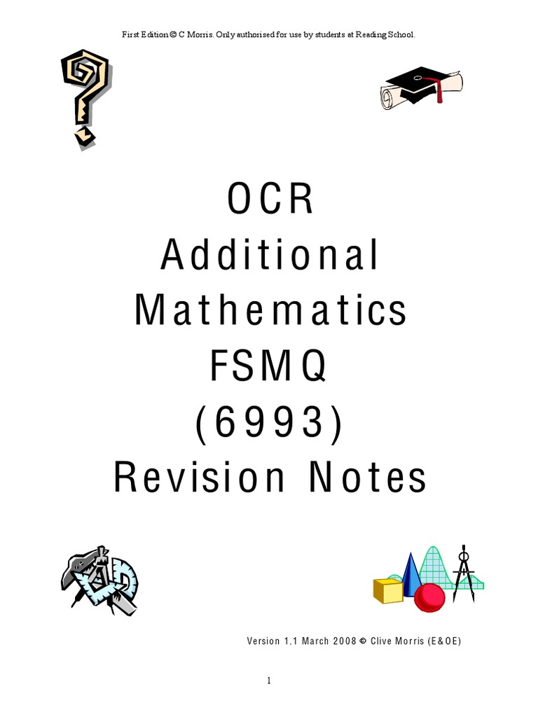 Additional Maths Revision Notes | PDF | Trigonometric Functions | Sine