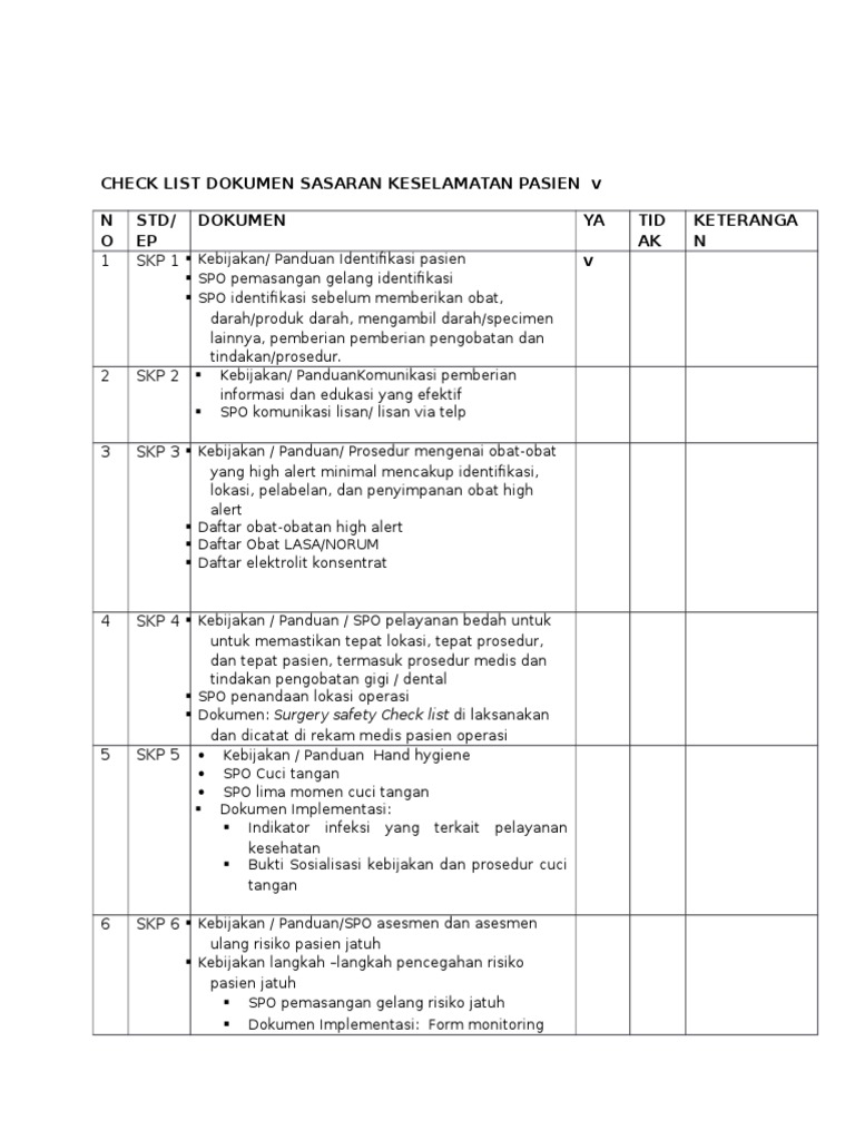 Check List Dokumen SKP | PDF