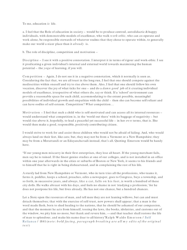 Self Reliance: Text) | PDF | Motivation | Motivational