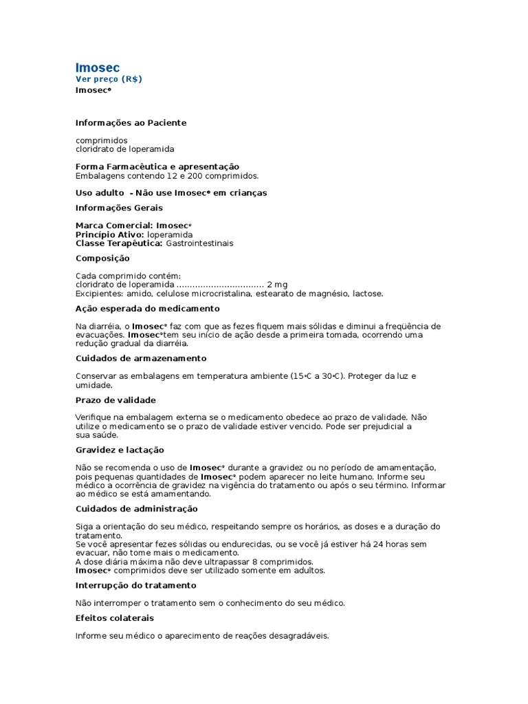 Imosec | PDF | Diarreia | Resfriado