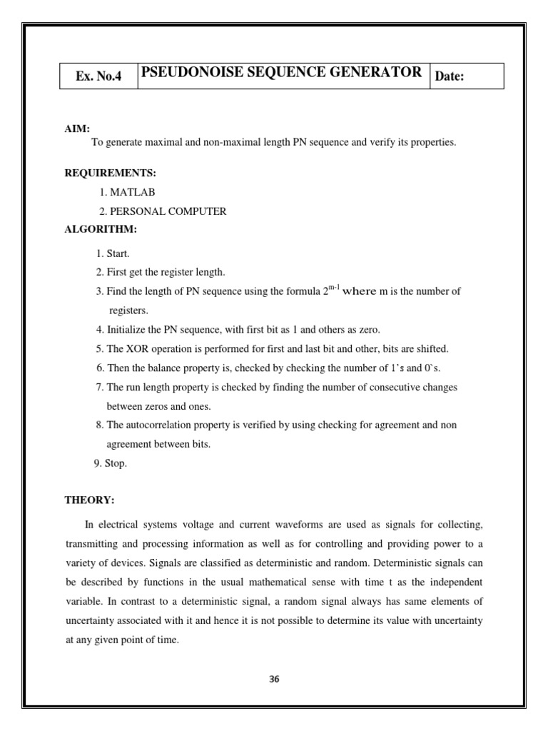 PN Sequence Generator PDF | Download Free PDF | Randomness | Bit