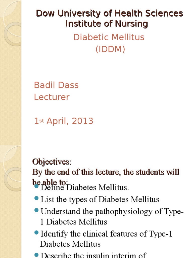 IDDM.ppt | Diabetes Mellitus | Insulin