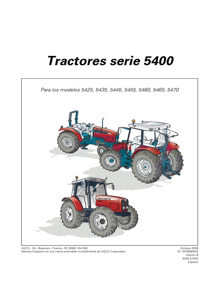 Manual del operador Massey Ferguson 5400 | PDF | Tecnología
