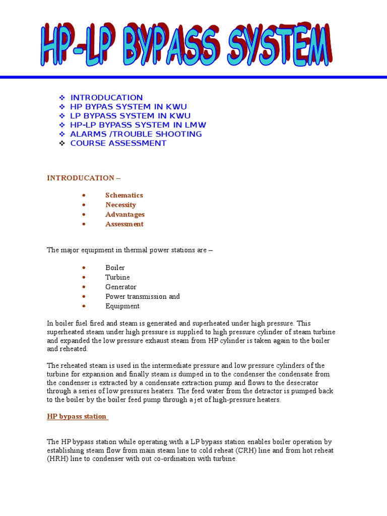 'An Overview of High Pressure and Low Pressure Bypass Systems for ...