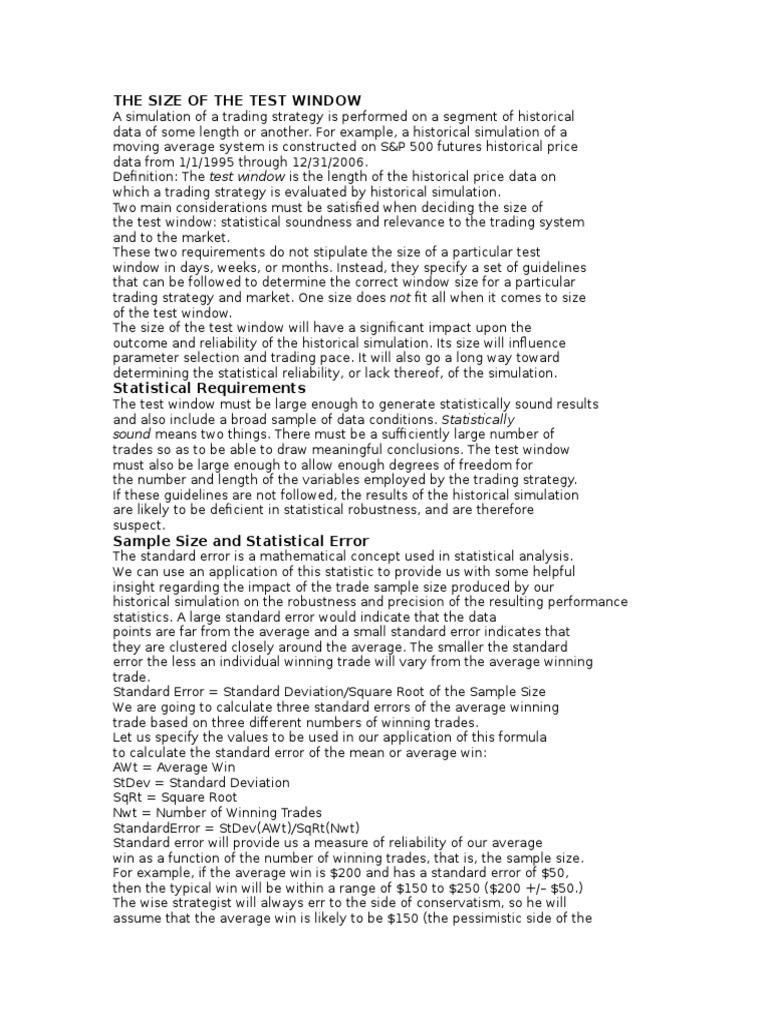 Optimizing Trading Test Windows | PDF | Standard Error | Errors And ...