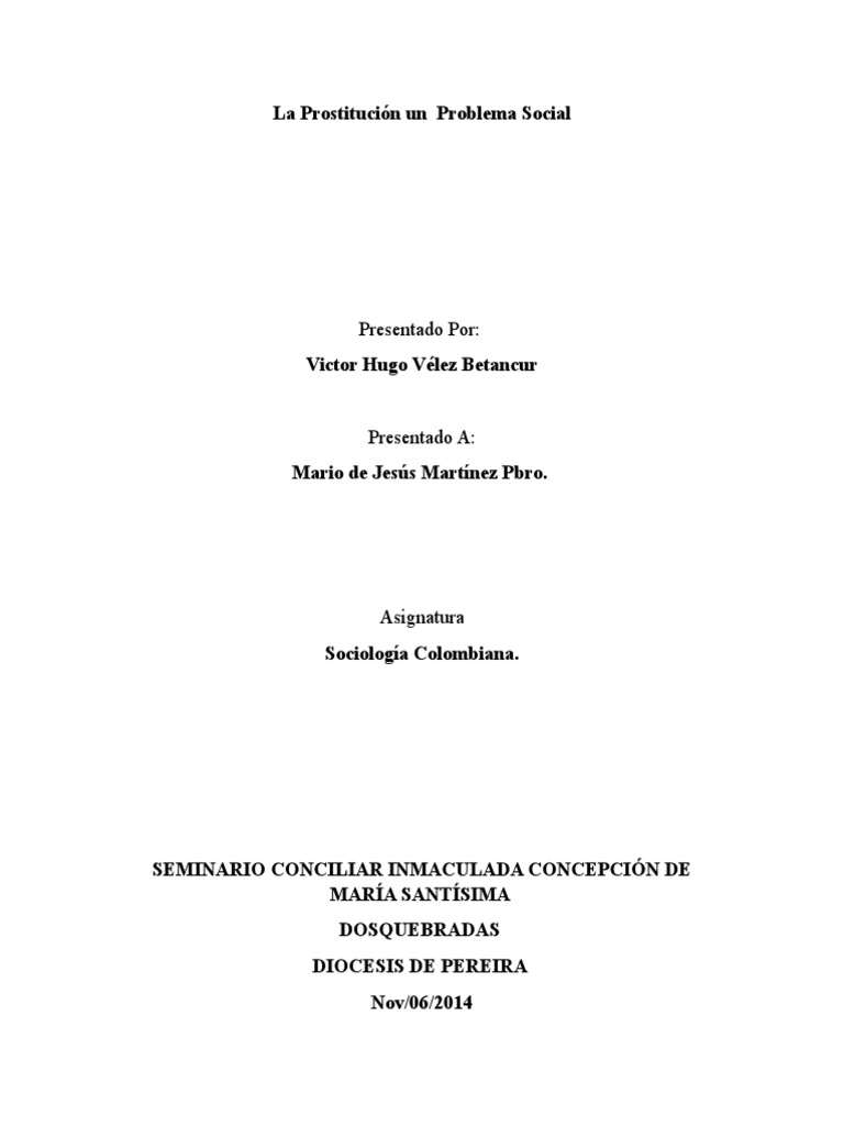 La Prostitución Un Problema Social Pdf Prostitución Masculina