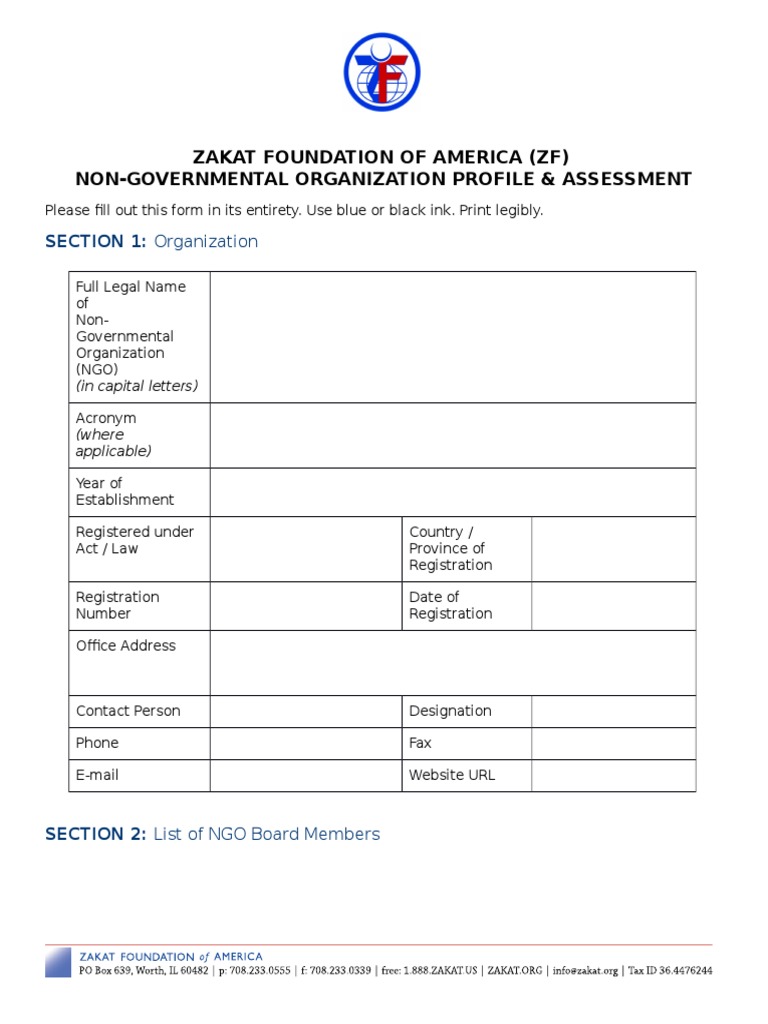 NGO Profile and Assessment Template | PDF | Non Governmental ...