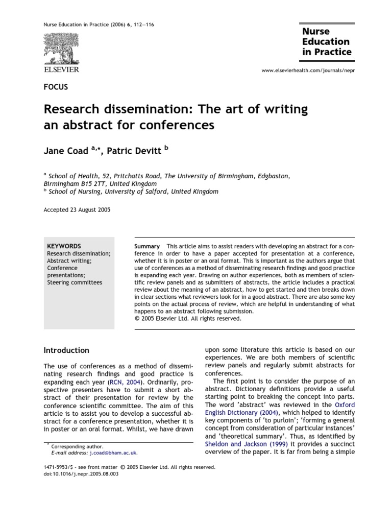 Research Dissemination | Abstract (Summary) | Attention