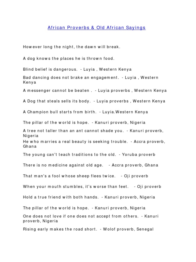 African Proverbs and Sayings Collection | PDF