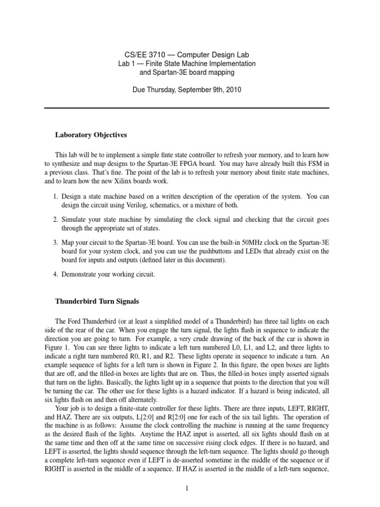 Laboratory Objectives: CS/EE 3710 - Computer Design Lab | PDF ...