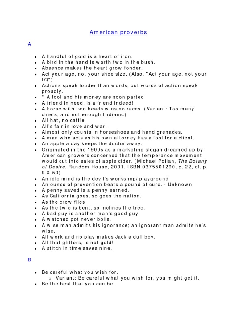 American Proverbs | PDF