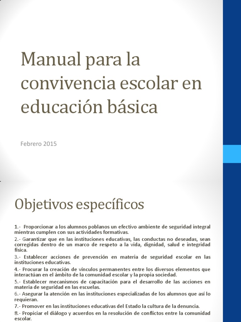 Manual Para La Convivencia Escolar En Educación Básica Pdf