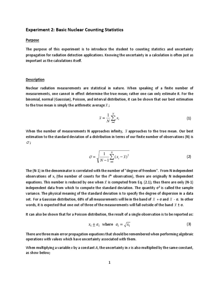 Lab 2 Basic Nuclear Counting Statistics-2 | PDF | Normal Distribution ...