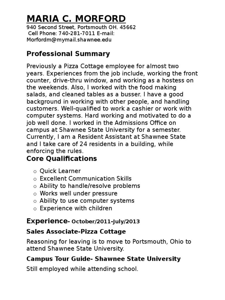 Maria C. Morford: Professional Summary | PDF | Career & Growth