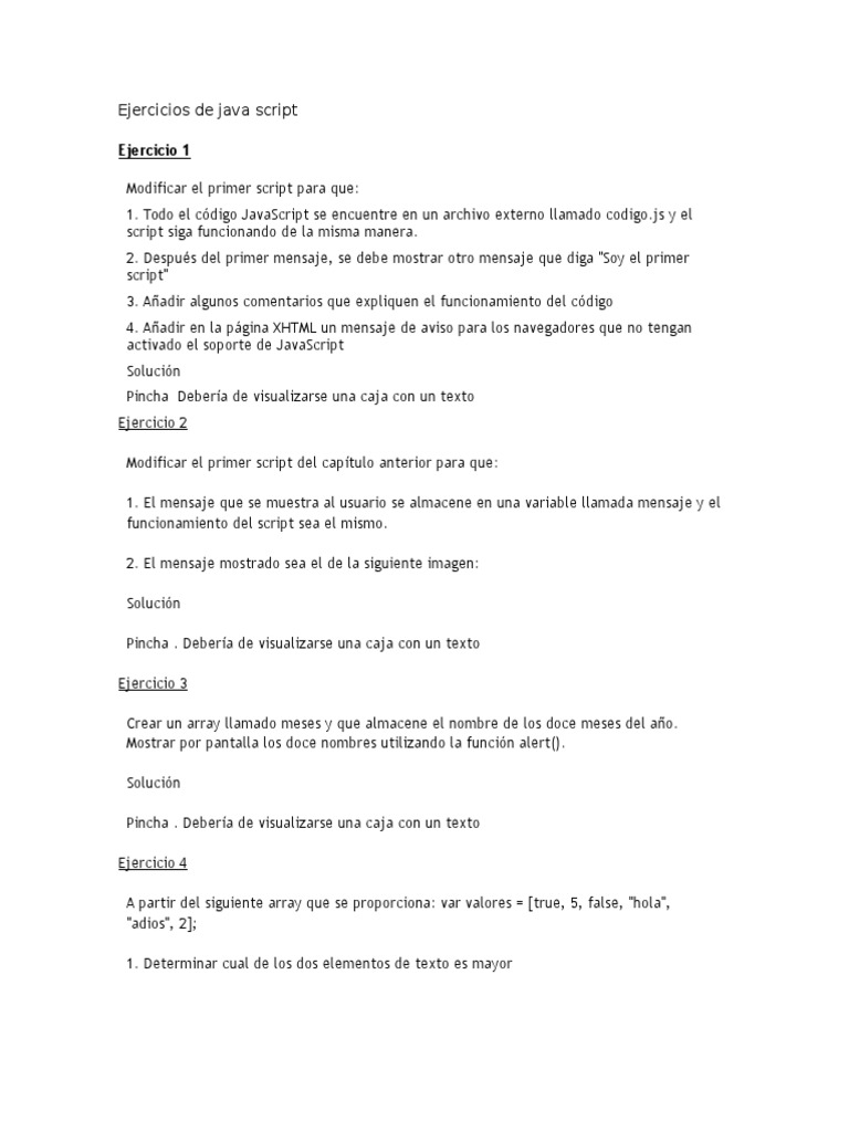 Ejercicios de Java Script | PDF | Script Java | Hipervínculo Ejercicios de Java Script | PDF | Script Java | Hipervínculo