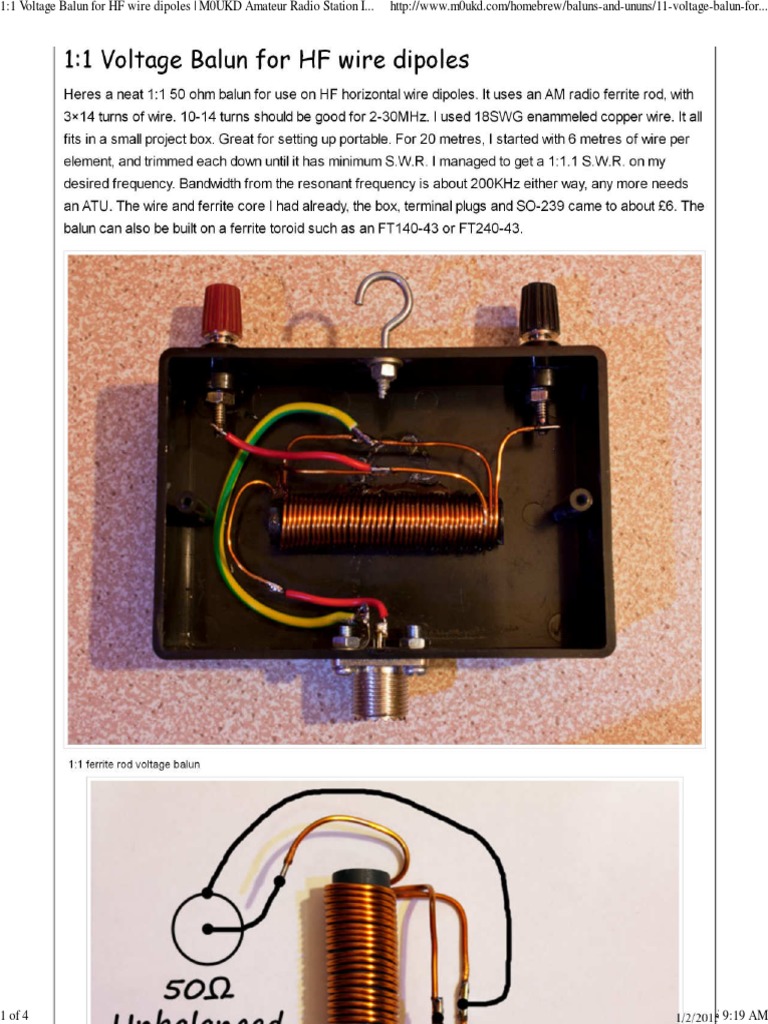 Balun For HF Wire Dipoles | PDF