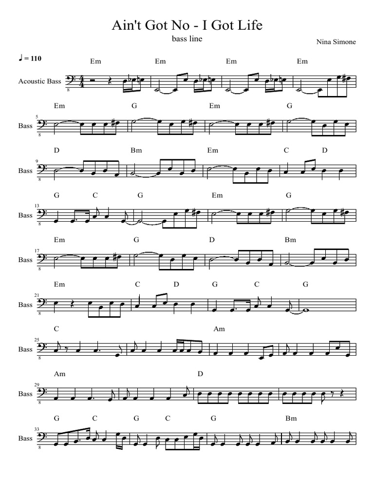 Aint Got No - I Got Life Bass | PDF
