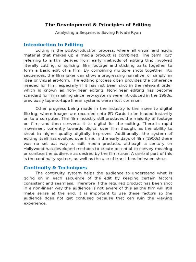 Principles of Video Editing Explained | PDF | Technology & Engineering ...