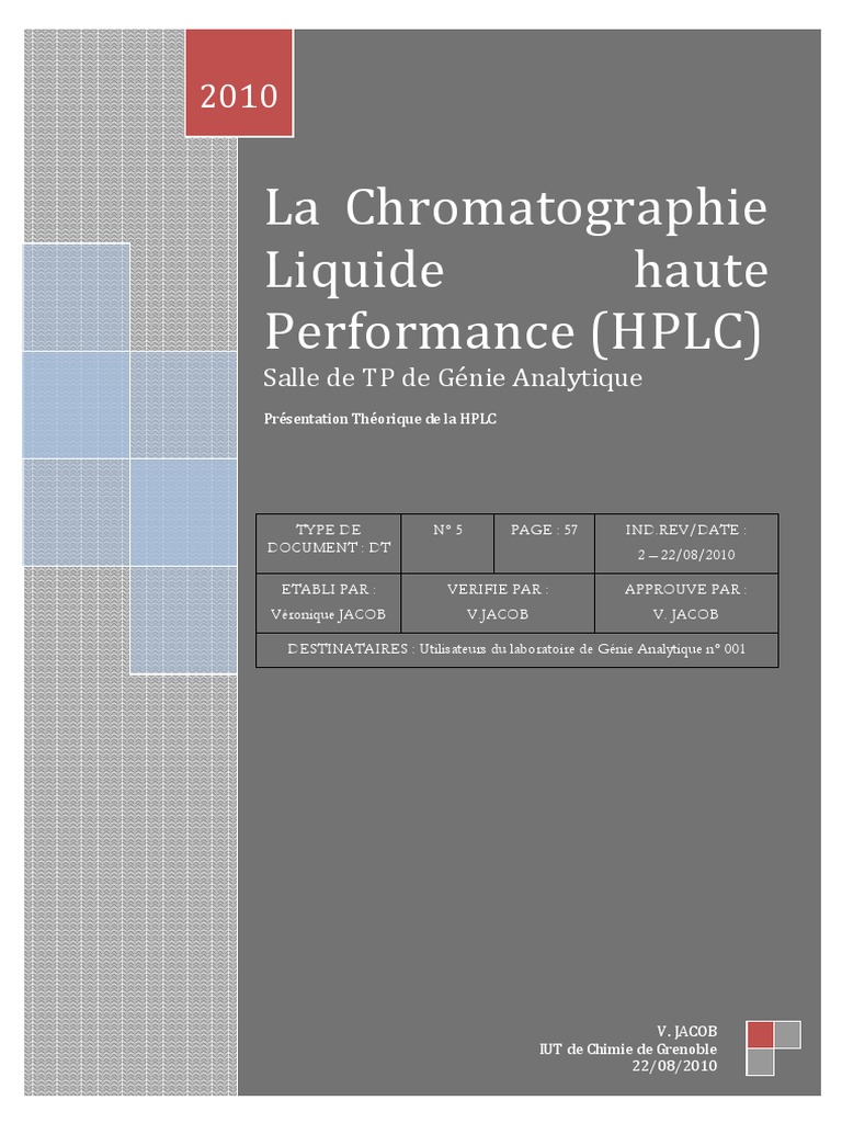 HPLC | PDF | Chromatographie | Chromatographie en phase liquide à haute ...