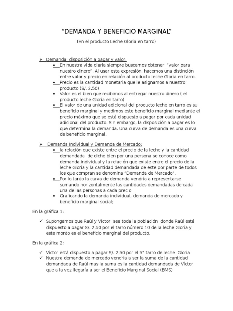 Demanda y Beneficio Marginal | PDF | Excedente económico | Beneficio ...